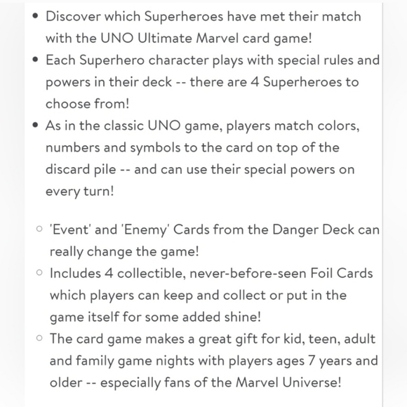 Marvel | Games | Marvel Uno Ultimate Card Game | Poshmark